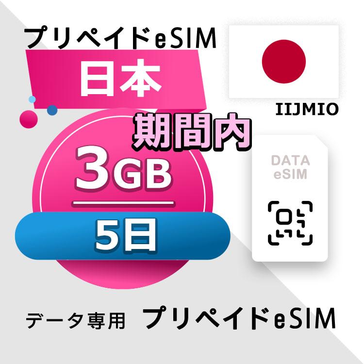 プリペイドeSIM 日本 5日間 3GB esimカード 格安eSIM SIMプリー データ専用 KDDI : YHPLUS SHOP - 通販 - Yahoo!ショッピング