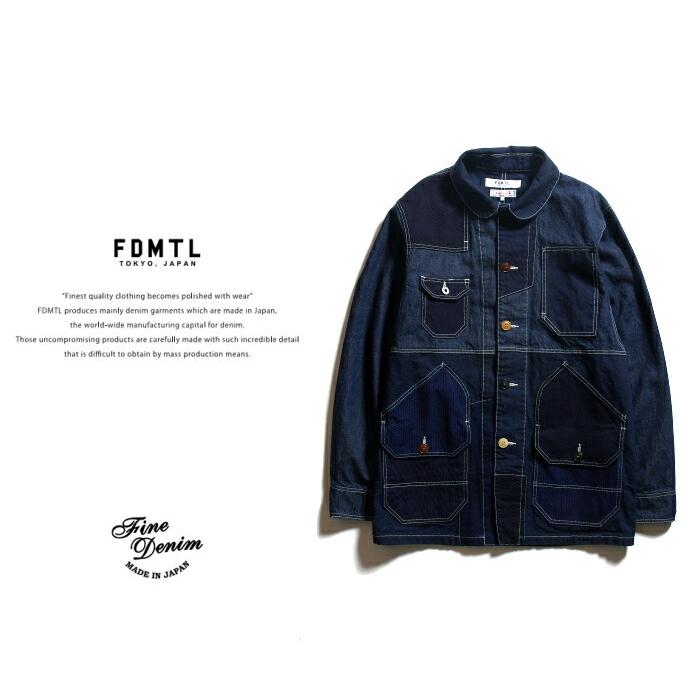 FDMTL FDMTLFDMTL PATCHWORK COVERALL JACKET RINSEパッチダーク カバーオール ワンウォッシュ fa21jk35r 日本製 FUNDAMENTAL ...