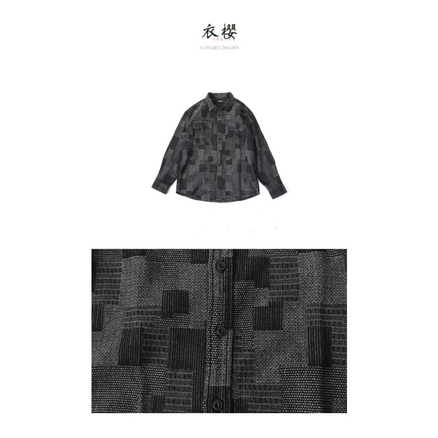 衣櫻 1648 パッチワークジャガード 長袖ワークシャツ コットンジャガード 織柄 バイオ加工 メンズ 和柄 格子 : kz-1648 : YIELD - 通販 - Yahoo!ショッピング