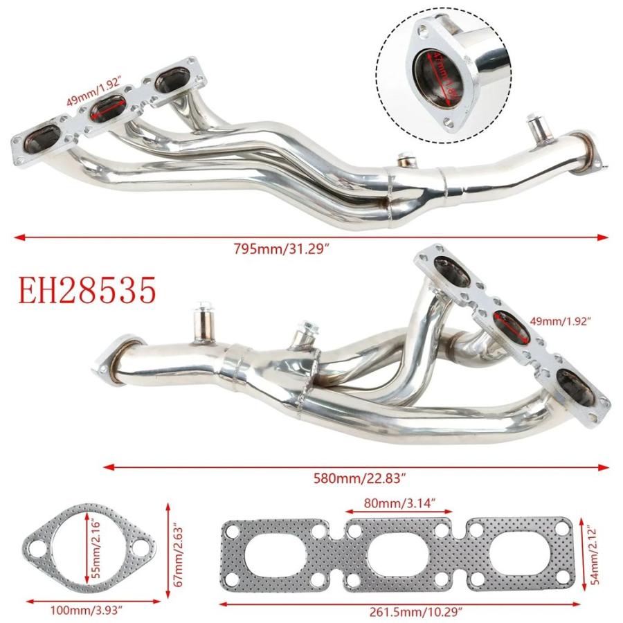 【並行輸入品】BMW M54 2000-2006：M54B22/M54B25/M54B30 用パフォーマンスエキゾーストヘッダー ? E36 ...