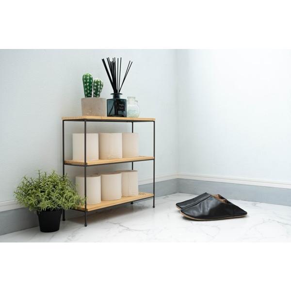 ラック 棚 おしゃれ 幅40cm 3段 完成品 コンパクト 省スペース ミニ スチール アイアン 木 天然木 収納 シェルフ オープンラック リビング 北欧 新生活 ID012 : 山瀬 ...
