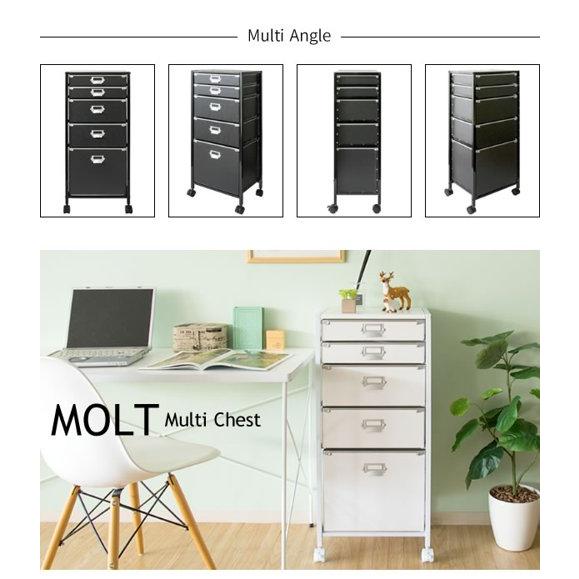 チェスト 5段 A4サイズ対応 収納 キャスター付き 引き出し 幅40cm スリム コンパクト 省スペース 白 黒 ファイルワゴン 書類 オフィス 業務用 事務 MOLT ID004 : 山瀬 ...