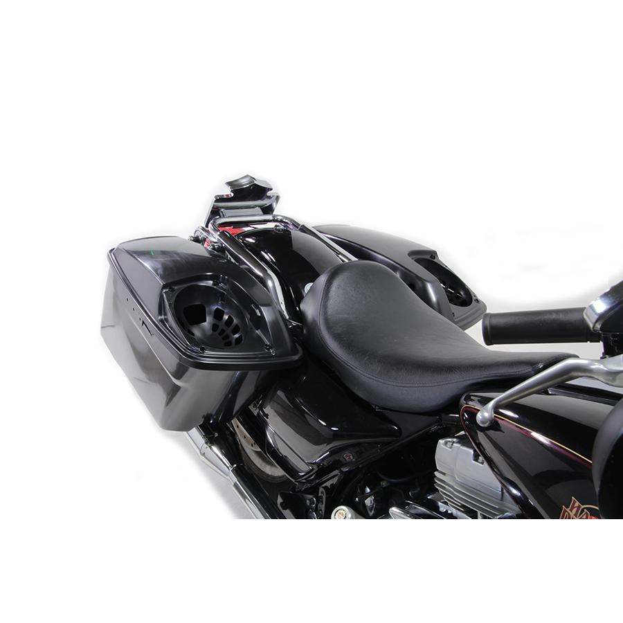 サドルバック FRP プラスチック リッド フタ 蓋 右側 ライト ブラック 黒 スピーカー 穴あり Right Saddlebag Lid ...