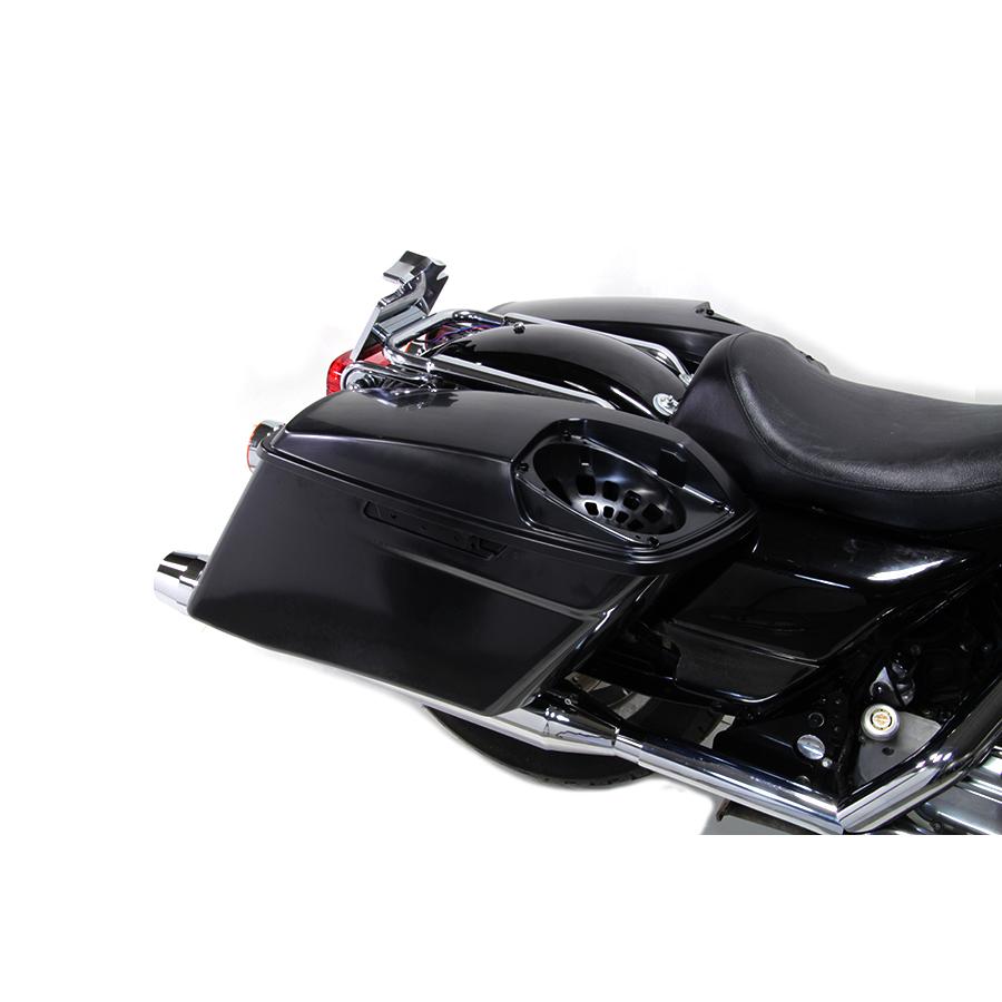 サドルバック FRP プラスチック リッド フタ 蓋 右側 ライト ブラック 黒 スピーカー 穴あり Right Saddlebag Lid ...