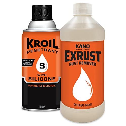 KROIL PENETRANT W シリコン 10オンス + EXRUST サビ取り剤 16オンス 「Kroil Rust Busting ...