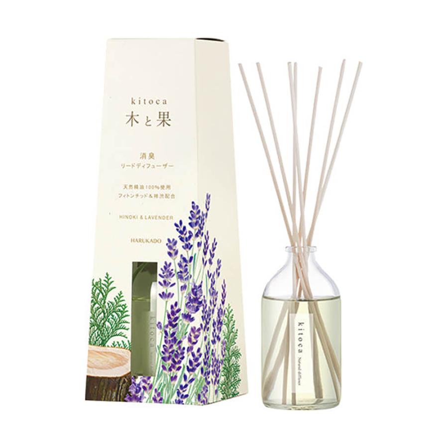 HARUKADO kitoca ディフューザー 90ml 木と果 芳香剤 おしゃれ 消臭 ガラスボトル 精油 100% 使用 アロマ ルームフレグランス ゼラニウム ベルガモット ミント ...