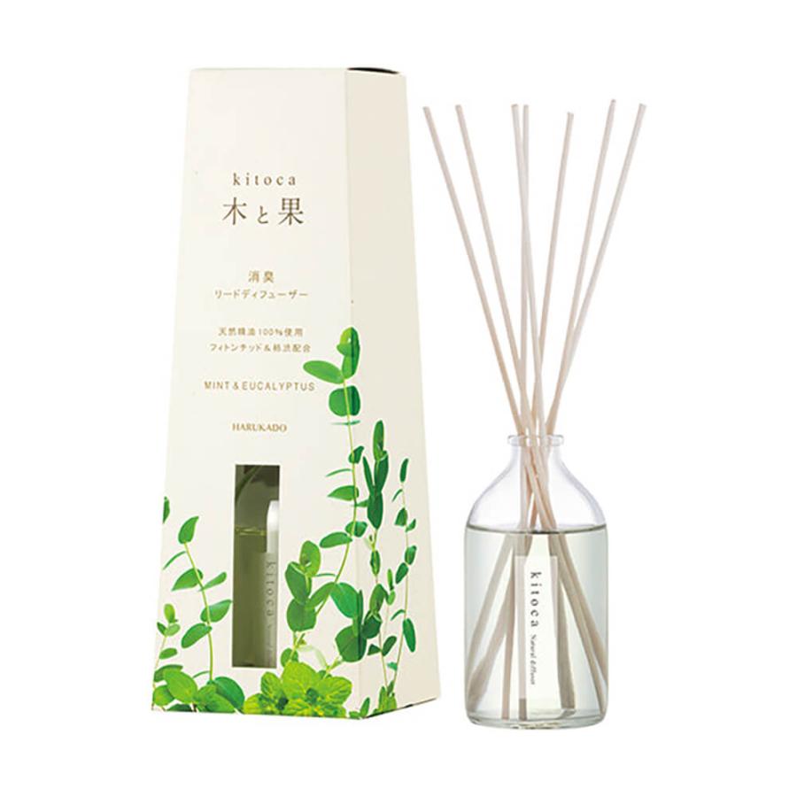 kitoca ディフューザー 木と果 芳香剤 HARUKADO おしゃれ 消臭 ガラスボトル 天然精油 100% 使用 アロマ ルームフレグランス ゼラニウム ベルガモット ミント カ ...