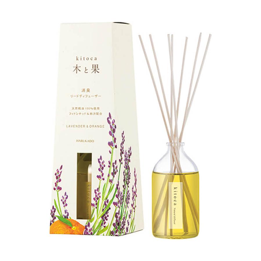HARUKADO kitoca ディフューザー 90ml 木と果 芳香剤 おしゃれ 消臭 ガラスボトル 精油 100% 使用 アロマ ルームフレグランス ゼラニウム ベルガモット ミント ...