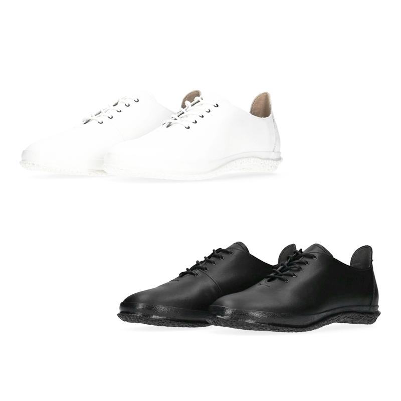 スピングル SP-1801 flat shoes white blackl SPINGLE フラットシューズ ホワイト ブラック 革 本革 ...