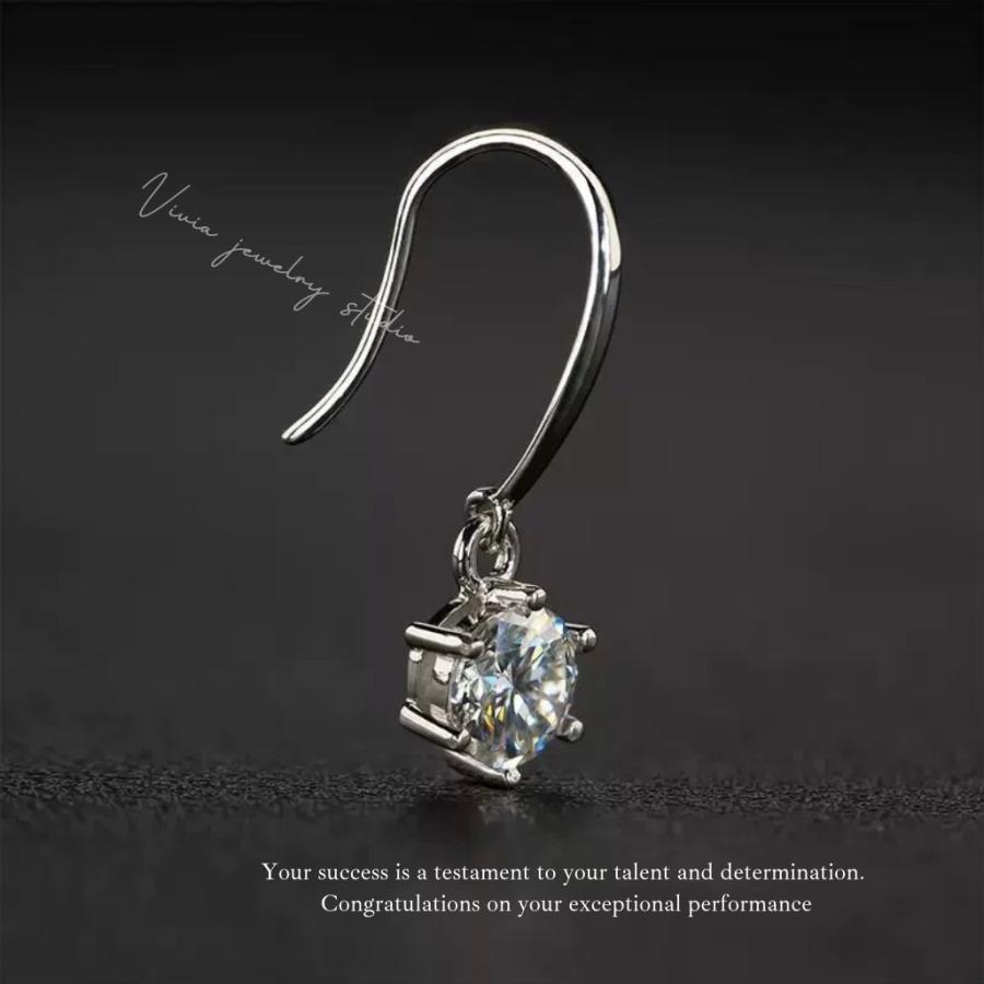 ピアス モアサナイト CZ レディース 一粒 プラチナ 仕上げ 1.0ct ニッケルフリー ノンアレルギー シルバー925 揺れる ホワイトデー お返し 母の日 プレゼント ...