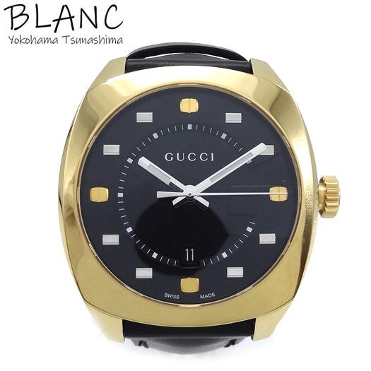 GUCCI グッチ メンズクォーツ GG2570 腕時計 ウォッチ GP レザー ブラック 黒 142.3 YA142309 横浜BLANC ...