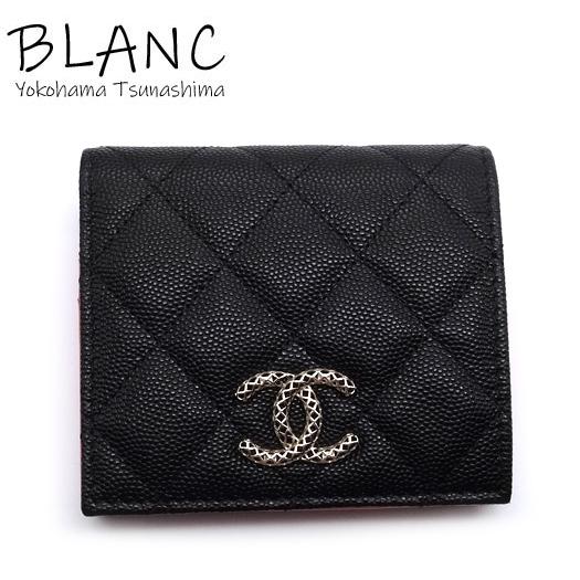 CHANEL シャネル ココマーク 二つ折り コンパクト ウォレット キャビアスキン ブラック ピンク AP3185 23年春夏コレクション ...
