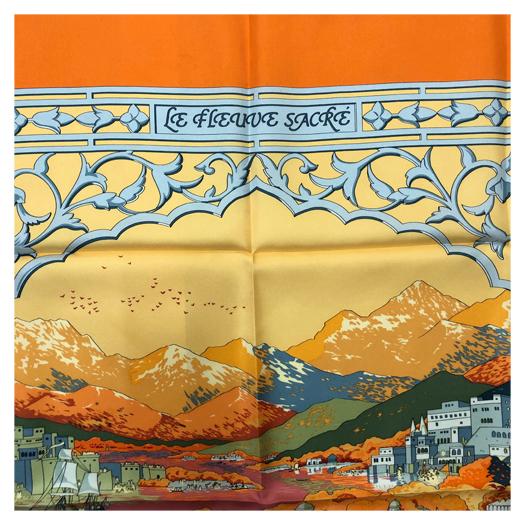 エルメス カレ90 聖なる大河 スカーフ ストール オレンジ シルク100％ HERMES 横浜BLANC : f03-6254 : 横浜BLANCヤフーショッピング店 - 通販 ...