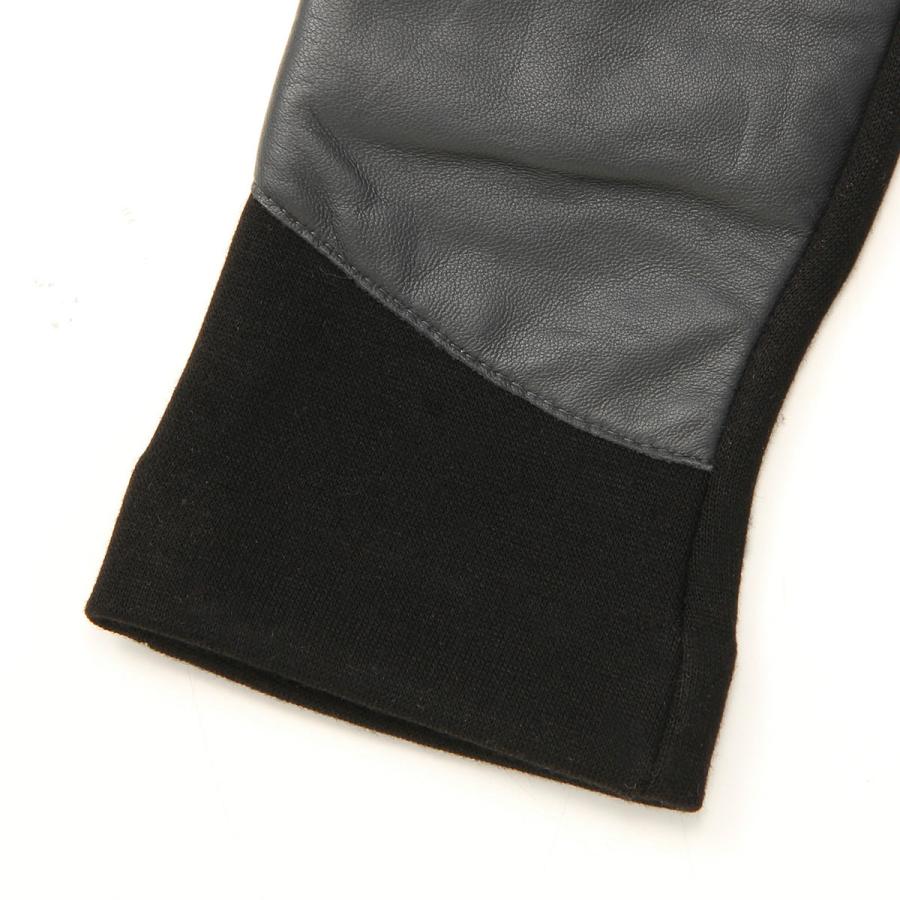 BIYUTE レディース ジャージ手袋 ちょっと長め丈 甲側レザー ジッパー