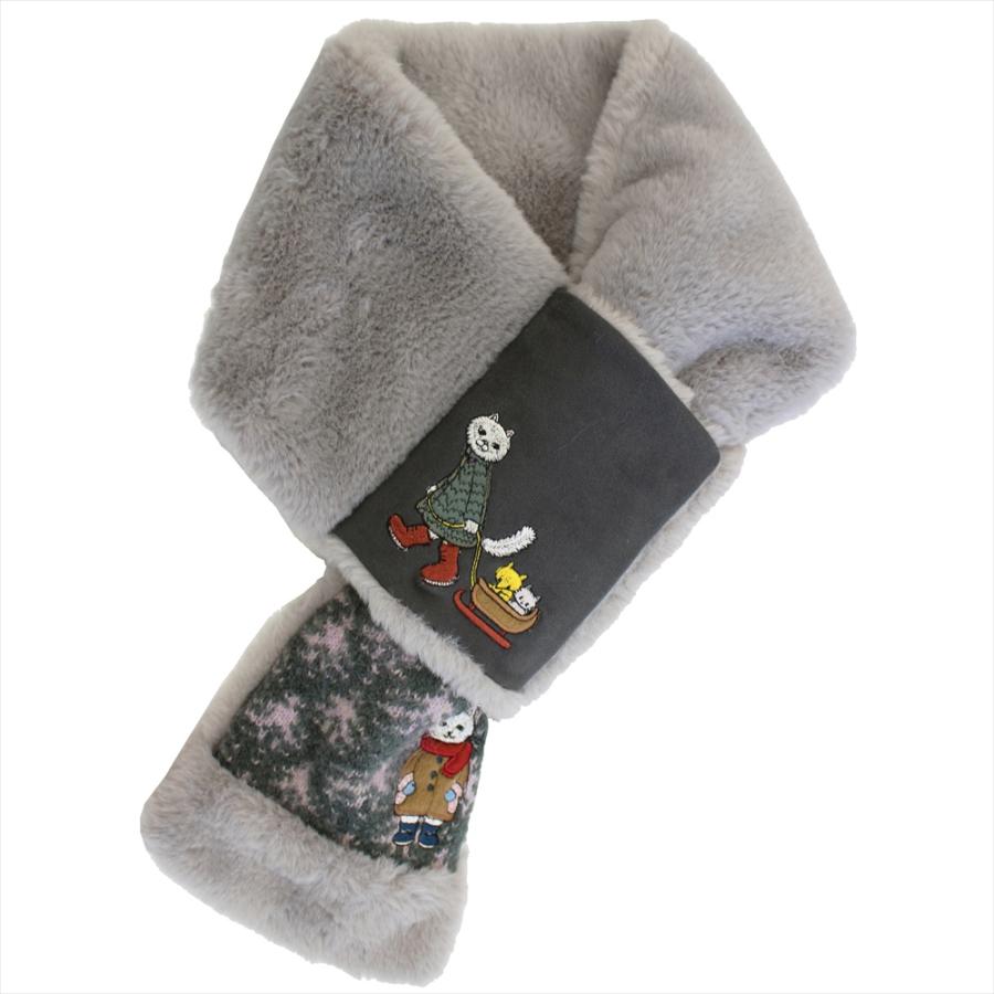 マフラー レディース 暖かい ミニマフラー 差し込み式 ショート 北欧