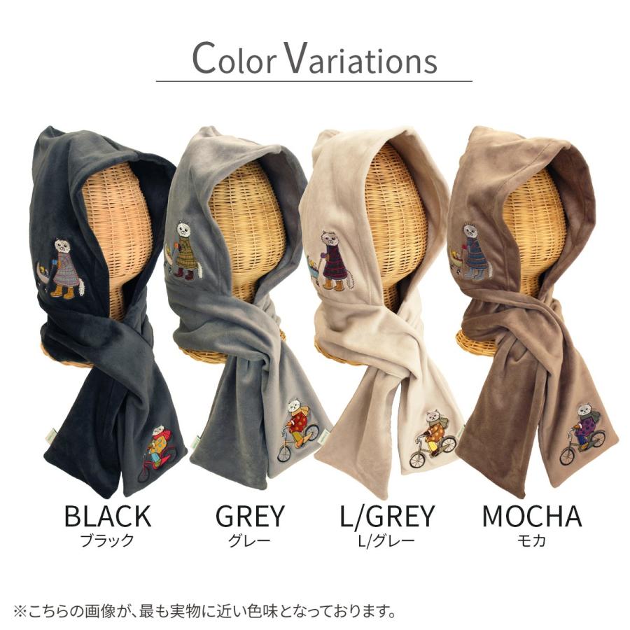 マフラー レディース 暖かい フード付き ミニマフラー 差し込み式