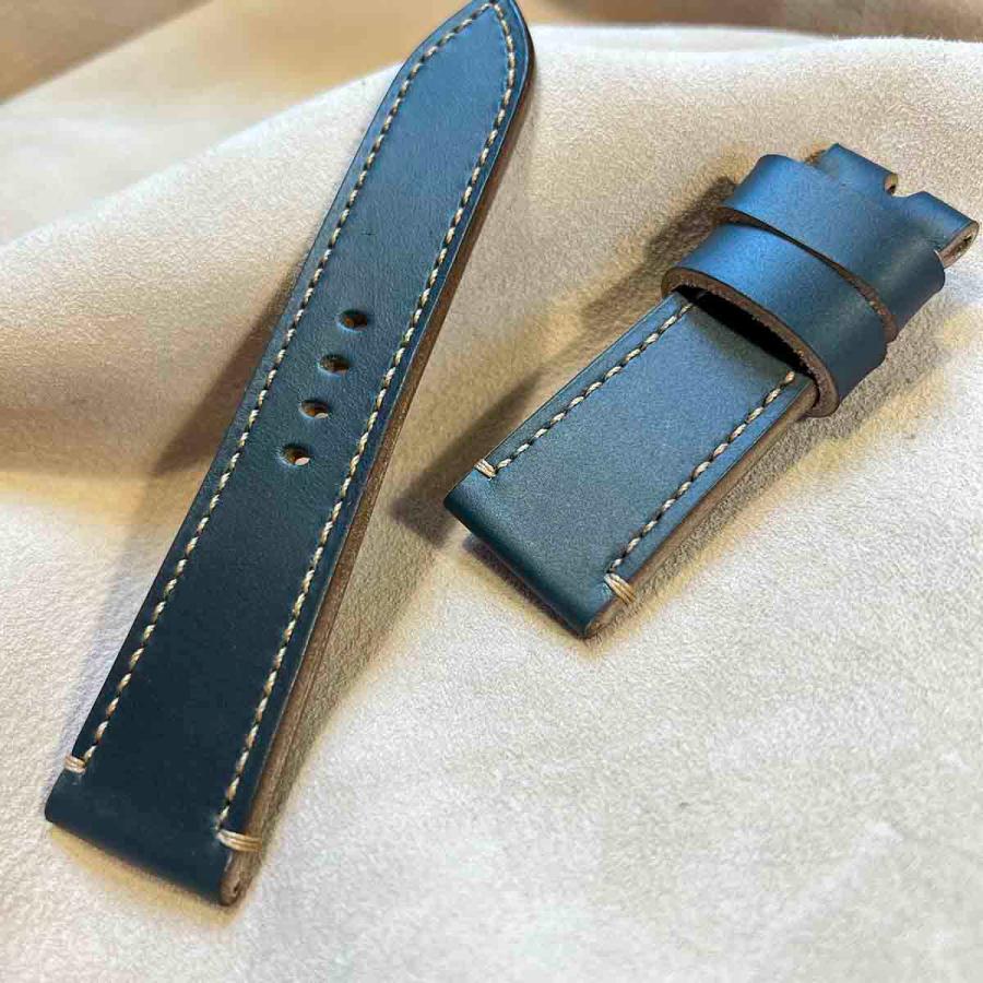 hor-26 ホーウィン ホースバットCXL 腕時計ベルト ミッドナイトブルー (ラグ幅26mm - バックル幅22mm) パネライ (PANERAI) 、その他ブランドへの替えベルト ...