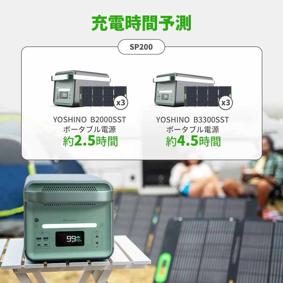 YOSHINO ヨシノ固体電池 ポータブル電源 ソーラーパネル セット EV搭載電池技術 B3300 SST 2611Wh SP200 200W 大容量 定格出力3300W/最?6600W ...