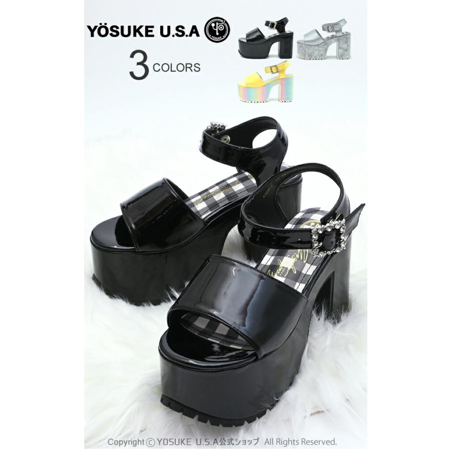 YOSUKE ヨースケ 厚底サンダル レディース キラキラビジューバックル 10cm 厚底 ヒール : ヨースケ公式 ヤフーショップ - 通販 - Yahoo!ショッピング
