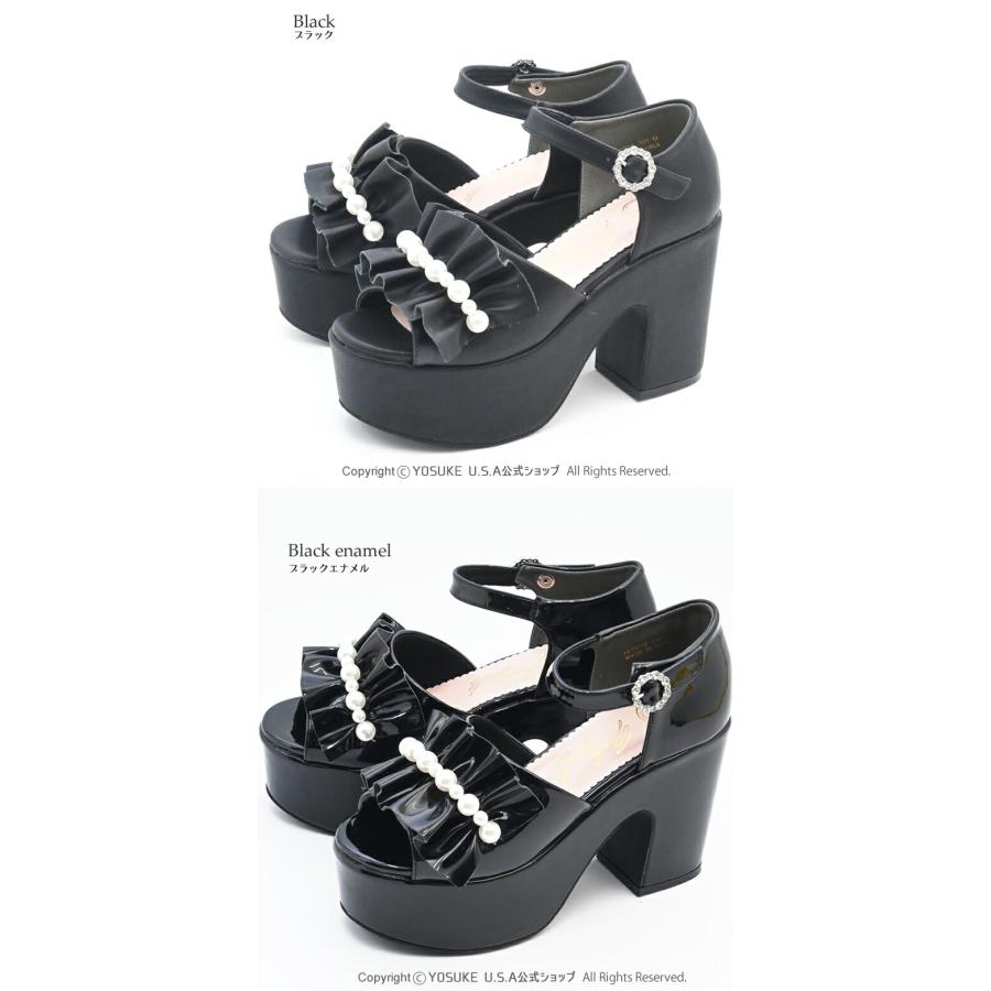 YOSUKE 公式SHOP特典キズ補修液付 / ヨースケ 厚底サンダル レディース パールとフリルデザイン 10.5cm 太ヒール : ヨースケ公式 ヤフーショップ - 通販 - Yahoo ...