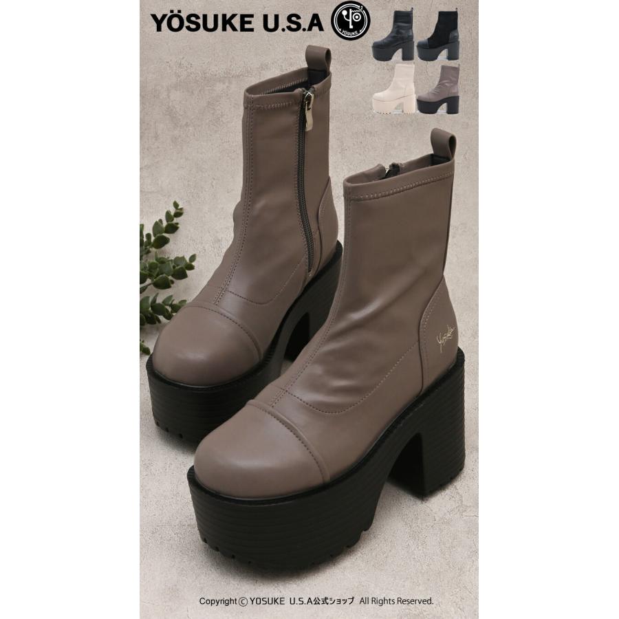 公式SHOP特典キズ補修液付 / ヨースケ YOSUKE 厚底 ストレッチブーツ レディース ショート 10cm厚底ヒール :4460052:ヨースケ公式 ヤフーショップ - 通販 ...