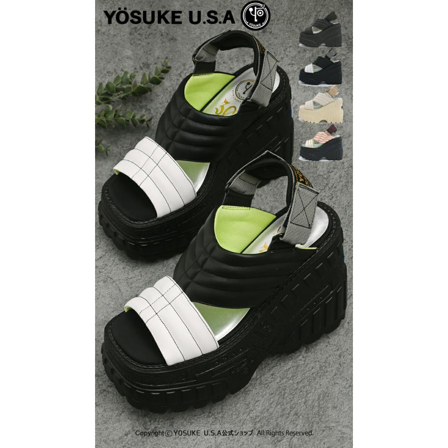 YOSUKE 公式SHOP特典キズ補修液付/ 直営SHOP限定 ヨースケ 厚底 パテッドサンダル レディース スクエアトゥ 13cm 厚底ヒール : ヨースケ公式 ヤフーショップ - 通販 ...
