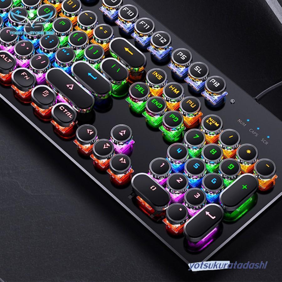 キーボード タイプライター風 ゲーミングキーボード 青軸 キーボード タイプライター風 ゲーミングキーボード 青軸