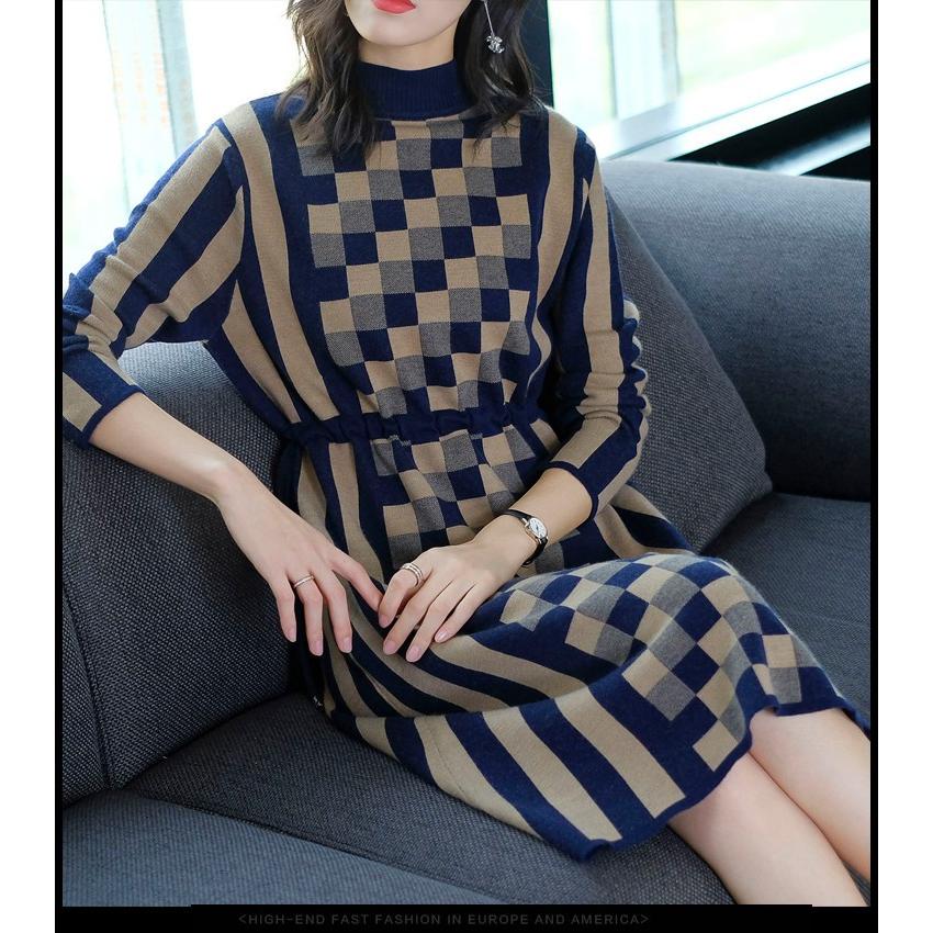 ニットワンピース ロング丈 秋 冬 レデース ワンピース 長袖 秋冬