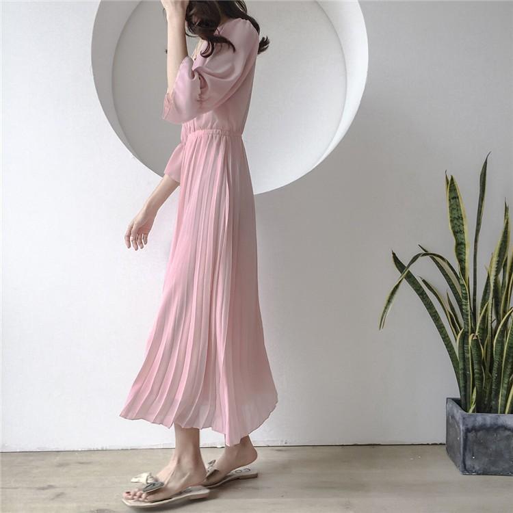 ワンピース レディース ロングワンピース シフォンワンピース プリーツ