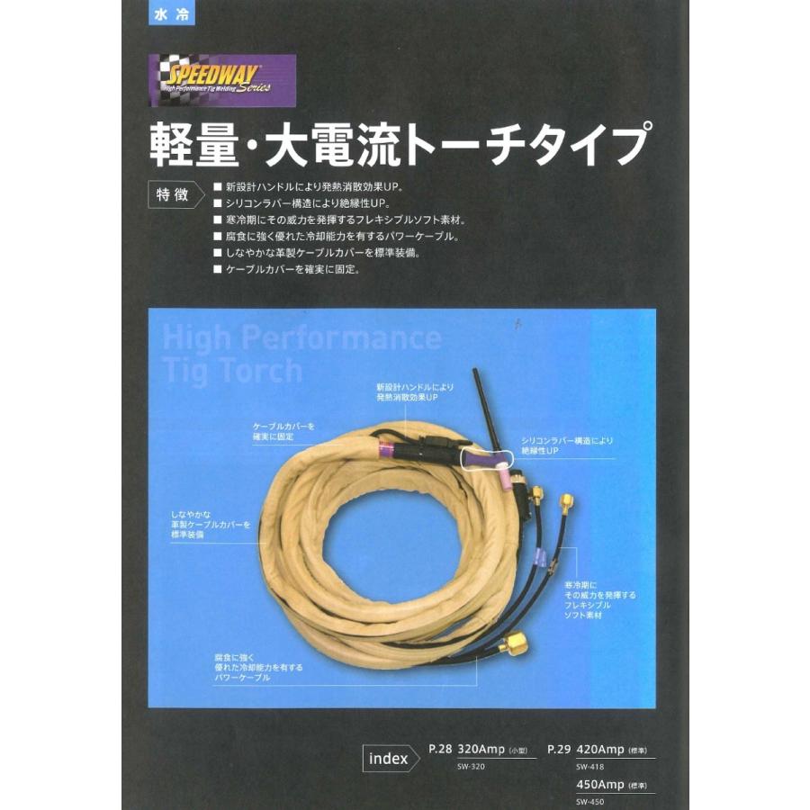 ウエルドテック 軽量・大電流タイプTIG溶接トーチ 水冷 4M 320A SW-320-4BRT トーチスイッチ・ケーブルカバー付 インボイス ...