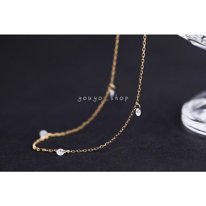 ダイヤモンド ステーションネックレス 18K金 レディース ネックレス チェーン ダイヤモンド ステーション ネックレス イエローゴールド S925シルバー : youyo-0164-b ...