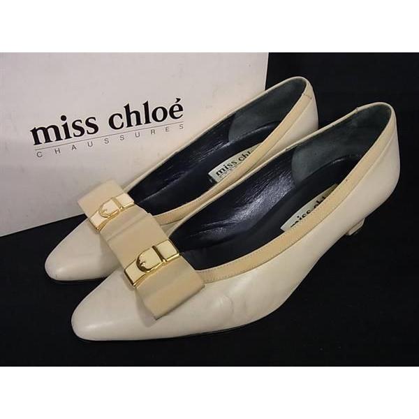 miss chloe ミスクロエ レザー リボン ヒール パンプス 表記サイズ36 (約23.0cm) 靴 シューズ レディース ライトベージュ系 DE4972 : ブランドショップ ...