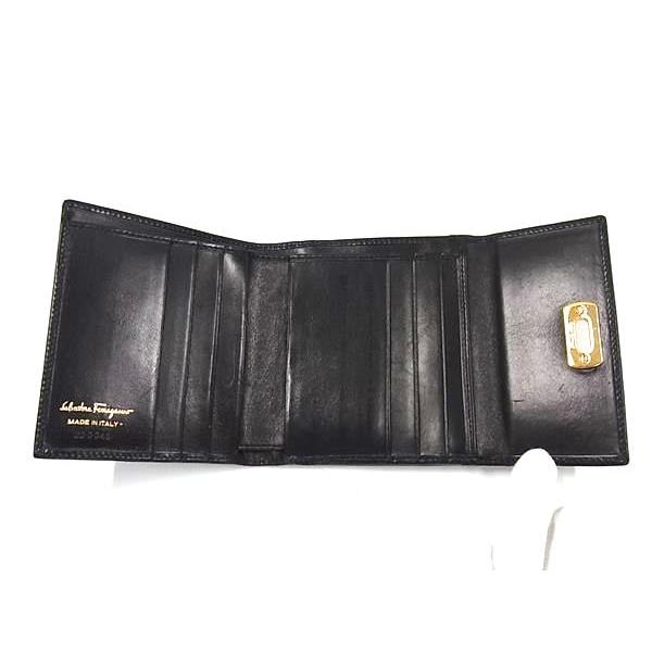 FERRAGAMO Salvatore Ferragamo フェラガモ 220048 ガンチーニ レザー がま口 財布 ウォレット 札入れ ...