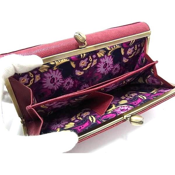 ■新品■未使用■ ANNASUI アナスイ レザー バタフライ がま口 二つ折り 長財布 ウォレット 小銭入れ 札入れ レッド系 FF2110 □新品□未使用□ ANNASUI アナスイ レザー バタフライ がま口 二