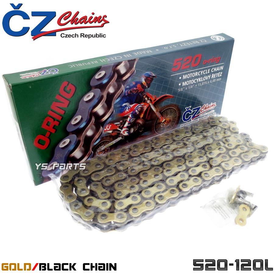 [正規品]CZ Oリングゴールドチェーン520-120L WR250/WR250Z/WR250R/WR250F/WR250X/XV250ビラーゴ250/YD250/YZ250/YZ250F ...