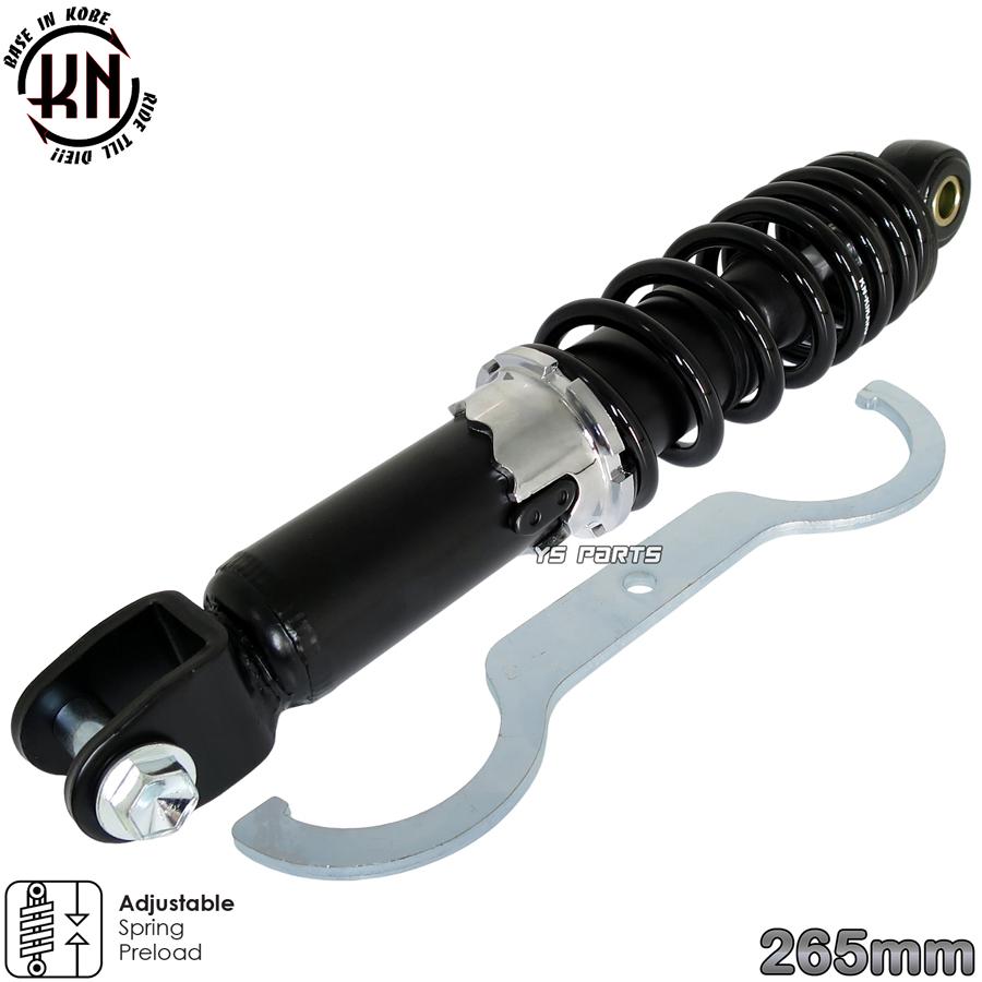 KNツインダンパーリアショック265mm黒レッツ2 CA1PA CA1KA レッツ4 CA41A CA43A CA45A CA46A 等流用 5段階プリロード調整 10mm変換カラー付 ...