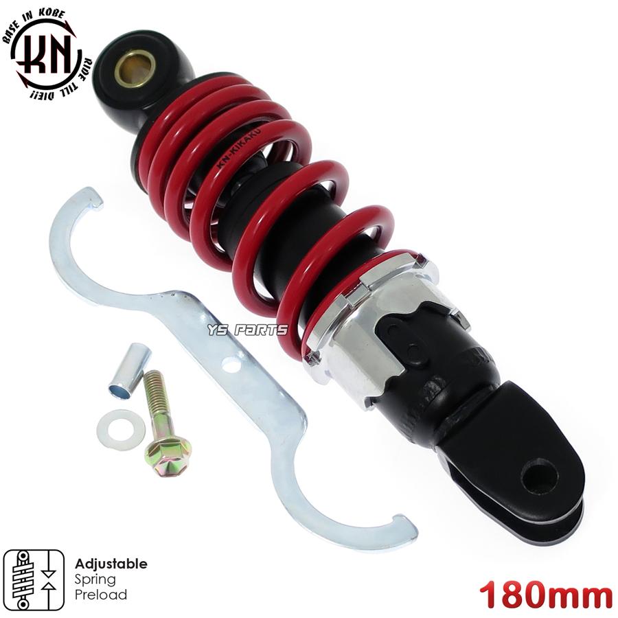 【エンジンスワップにも】KNローダウンリアショック180mm黒赤レッツ2[CA1PA/CA1KA]レッツ4[CA41A/CA43A/CA45A/CA46A]等流用[5段階堅さ調整/10mm変換 ...