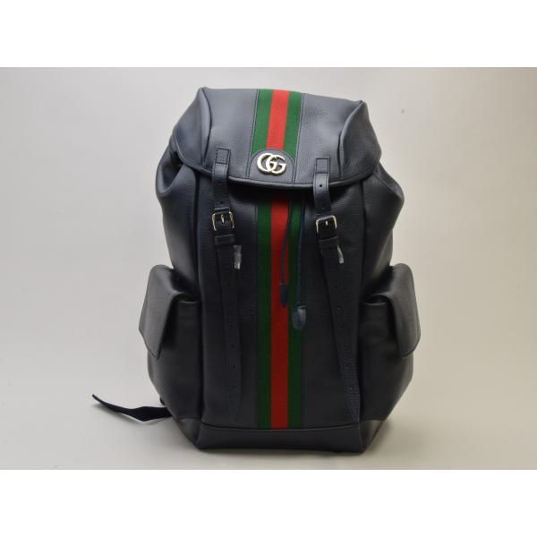 グッチ GUCCI バックパック リュック オフィディア ウェブ ストライプ GG ミディアム レザー 598140 紺 メンズ su_p e ...
