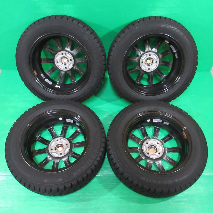 WINTER MAXX 02 良品 フィット 175/65R15 2023年バリ山スタッドレス 80%-85%山 DUNLOP WINTERMAXX02 4本 4穴PCD100 5.5J ...