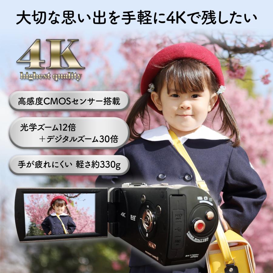 New Bridge KEIYO 4K ビデオカメラ VIDEO カメラ コンパクト 光学12倍ズーム Webカメラ USB充電 SDカードリーダー付き AN-S101 180度回転バ リアン ...