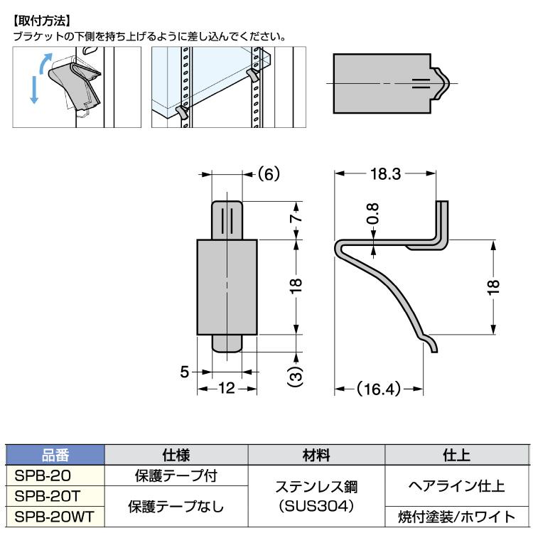 SUG LAMP ステンレス鋼製棚受 シルバー 【品番：SPB-20T】 注文コード：120-031-474 スガツネ工業 : パーツEX - 通販 - Yahoo!ショッピング