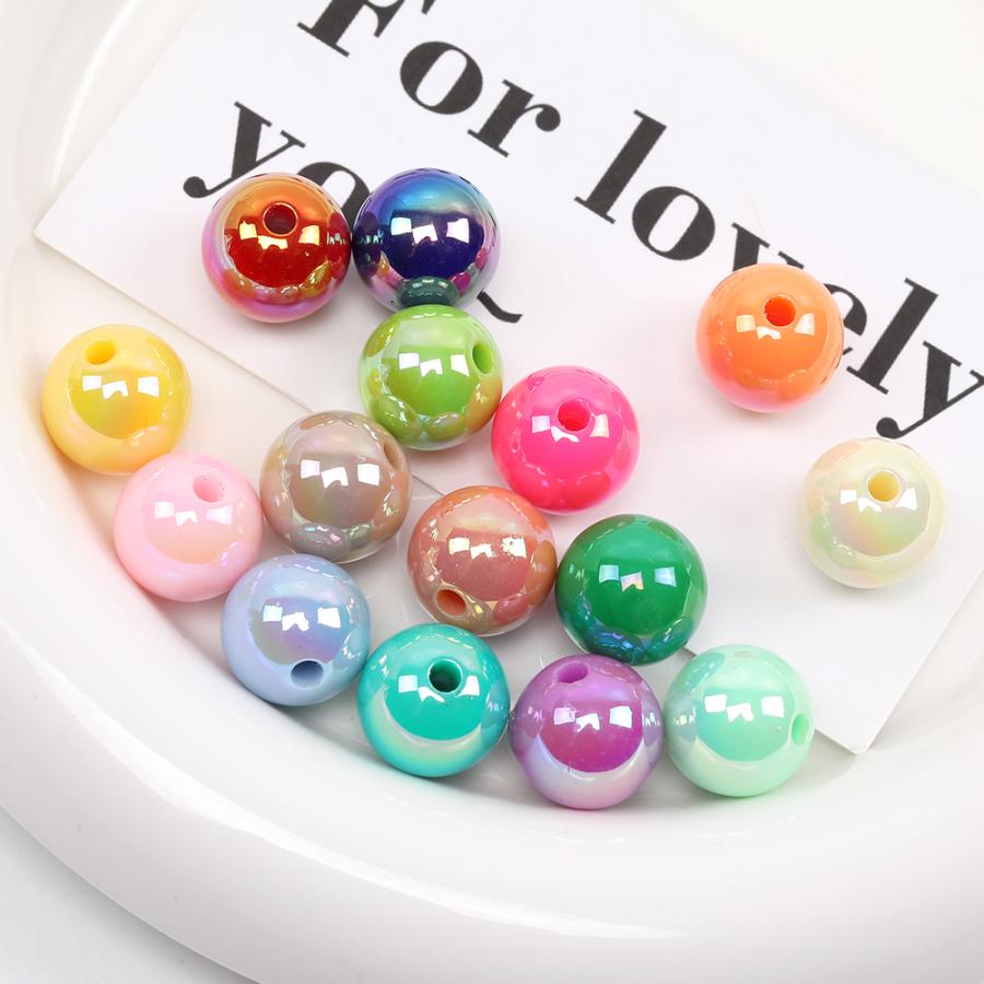 【即日可能】アクリルビーズ 丸玉 通し穴あり オーロラ加工 ミックスカラー 14mm（8ヶ） : ビーズアンドパーツ - 通販 - Yahoo!ショッピング