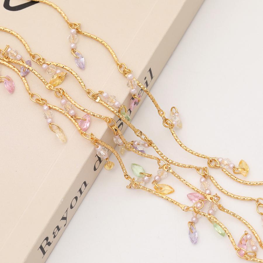 色褪せにくい14KGPゴールドメッキ 高品質ハンドメードチェーン ジルコニア付き（10cm） : l849 : ビーズアンドパーツ - 通販 - Yahoo!ショッピング