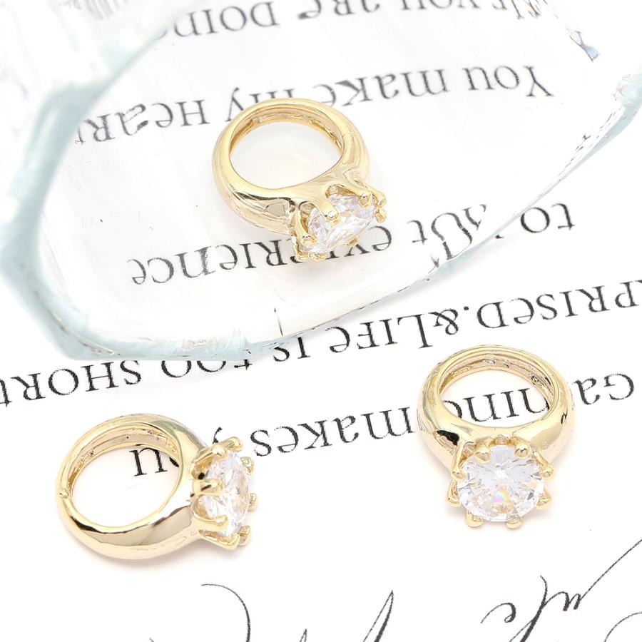 色褪せにくい14KGPゴールドメッキ 高品質ジルコニアチャーム リング : ビーズアンドパーツ - 通販 - Yahoo!ショッピング