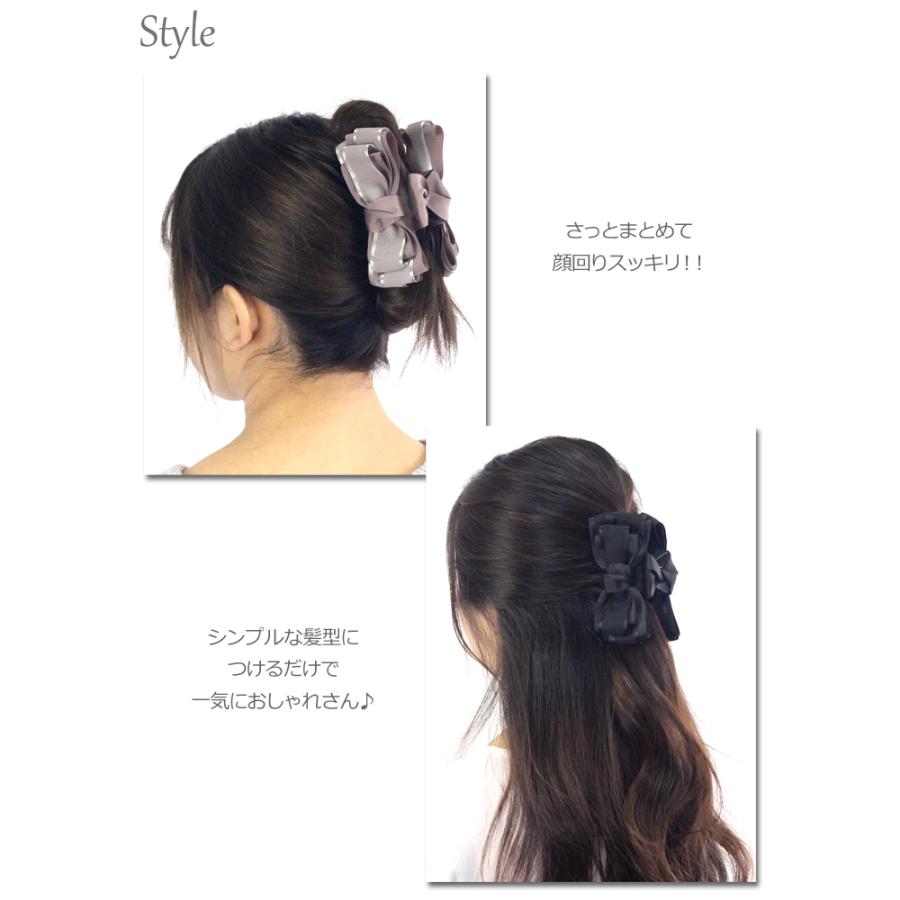 【定形外郵便OK290円】ヘアクリップ/大きめ エレガント シフォン ダブルリボン バンスクリップk226☆ブラック : 優美 accessory - 通販 - Yahoo!ショッピング