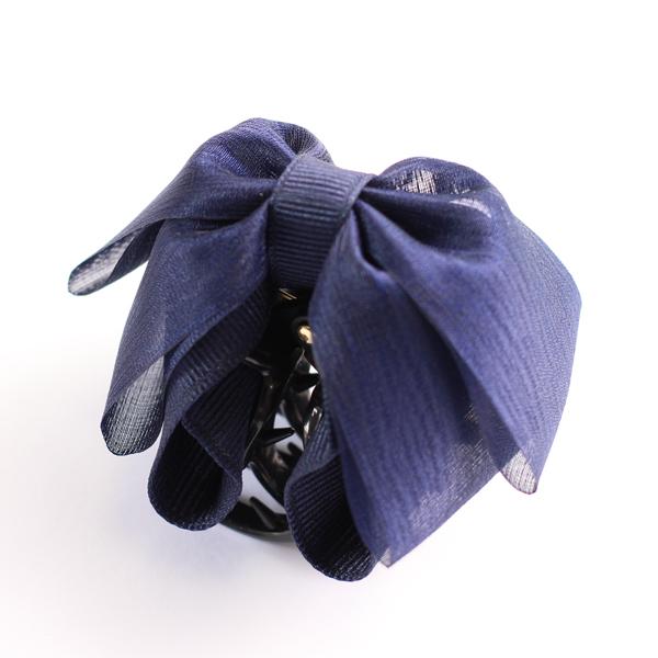 【定形外郵便OK290円】ヘアクリップ/上品 清楚 シフォンダブルリボン バンスクリップ k82☆紺 ワニクリップ ヘアアクセ : 優美 accessory - 通販 - Yahoo!ショッピング