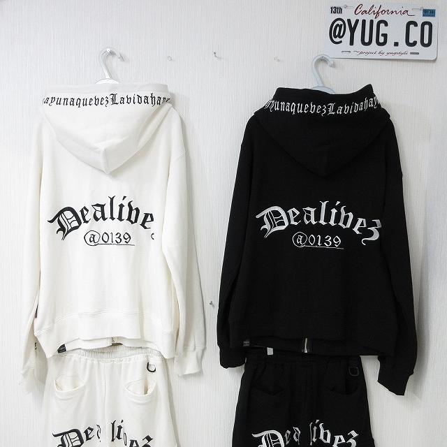 Dealivez Black Letter ALL刺繍 ZIPパーカー チャーム付 BIG Dealivez Black Letter ALL刺繍 ZIPパーカー チャーム付 BIG