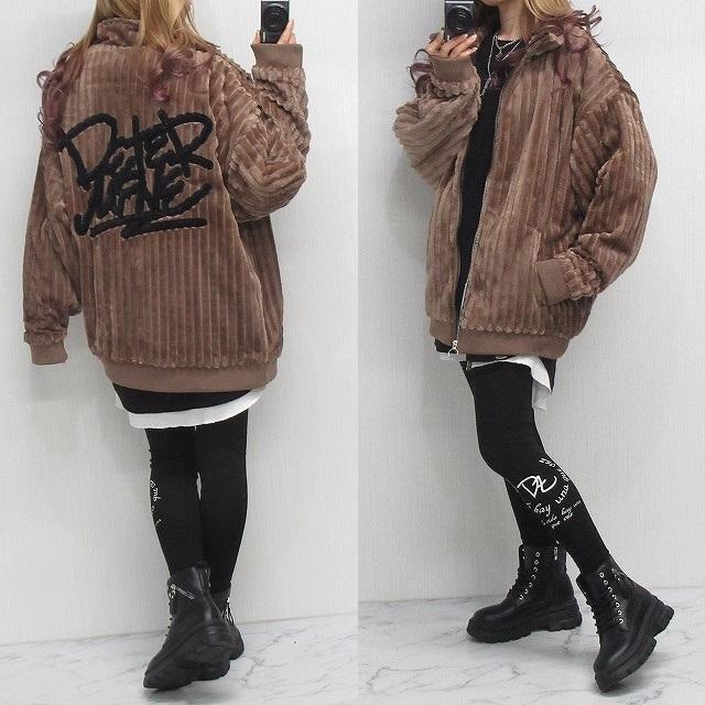 BACKロゴ 刺繍 ストライプ加工 ファージャケット オーバーサイズ 男女OK : yugstyle.co Yahoo!店 - 通販 - Yahoo!ショッピング