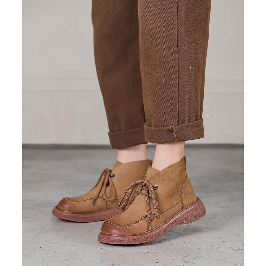 ブーツ 本革 牛革 レディース 滑りにくい ワラビーブーツ ショートブーツ 秋冬 厚底 コンフォート 健康 : yuhin - 通販 - Yahoo!ショッピング