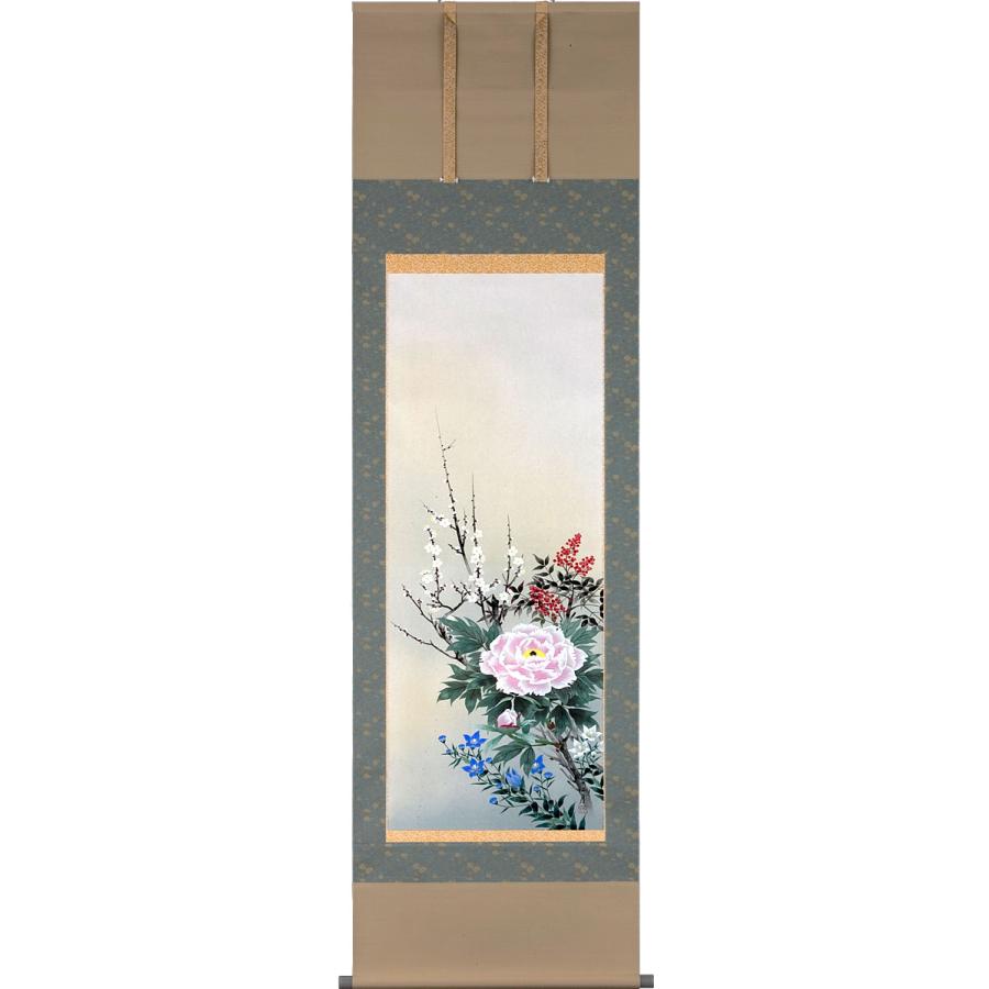 掛軸 掛け軸 四季草花 松沢江月 尺五立 約横60×縦190cm b1312 年中 年中掛 年中掛け 花鳥 吉祥 開運 和室 和 床の間 和風 新築 落成 お祝い 御祝 贈答 贈り物 : 結納 ...